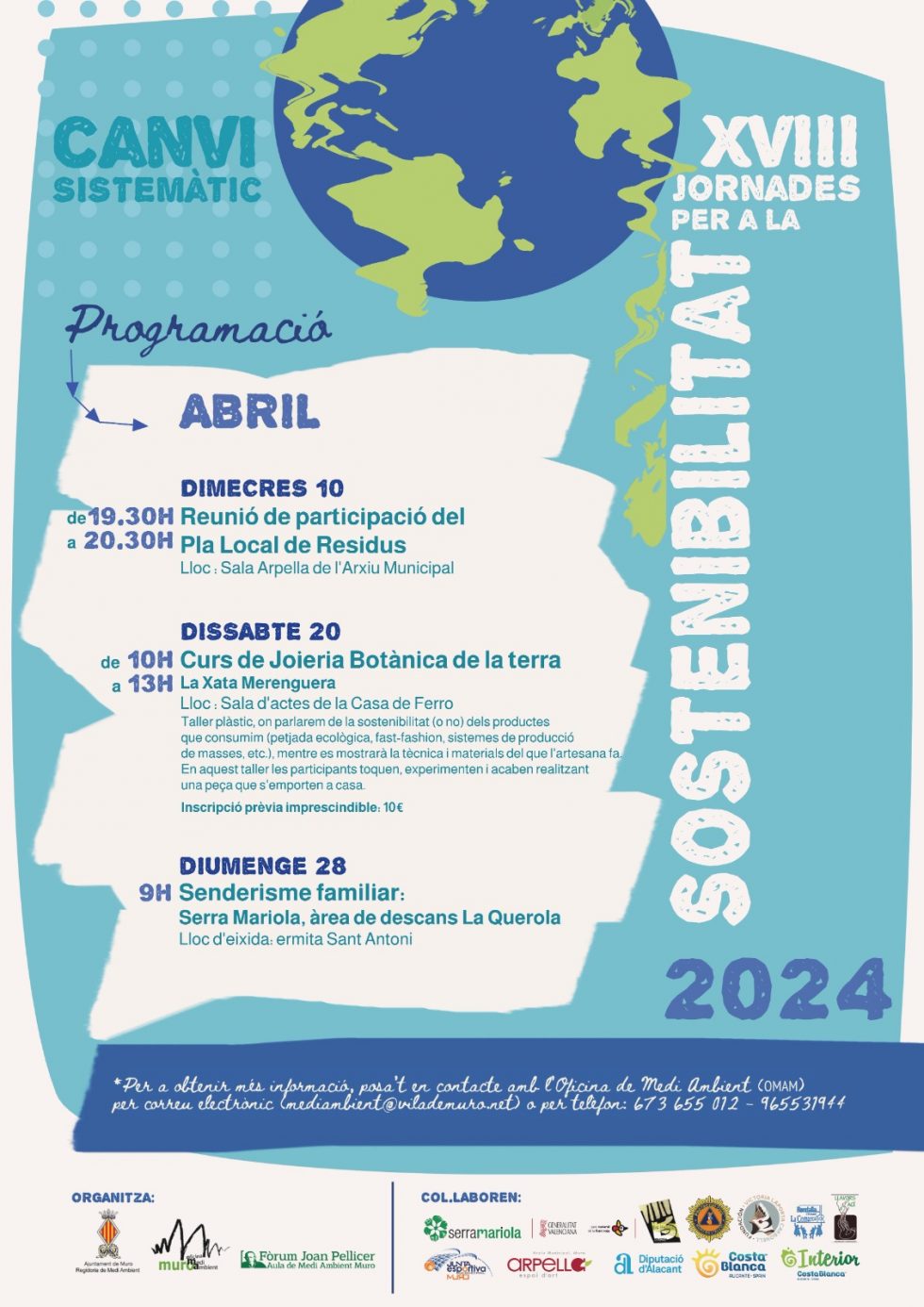 Jornades de Sostenibilitat: Activitats Abril | Ajuntament de Muro d'Alcoi